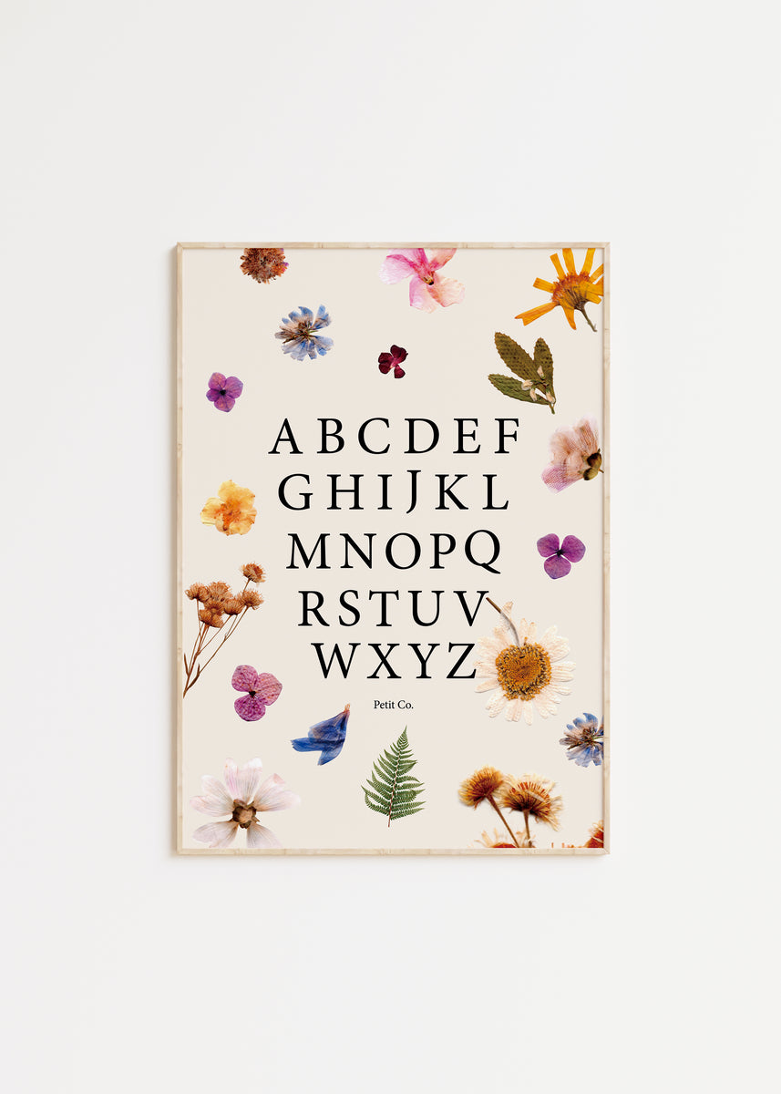 Kids Wall Art | Nursery Decor | Flower Alphabet Poster | Petit Co.