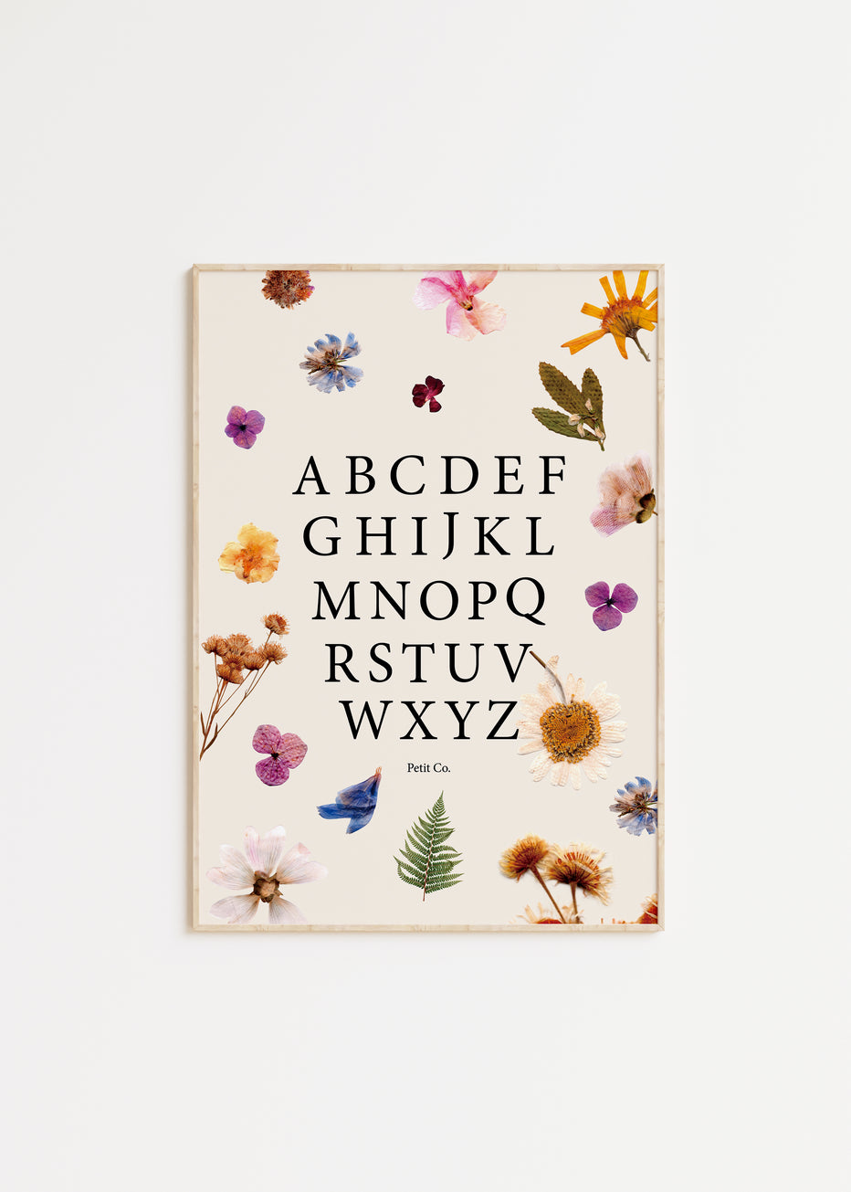 Kids Wall Art | Nursery Decor | Flower Alphabet Poster | Petit Co.